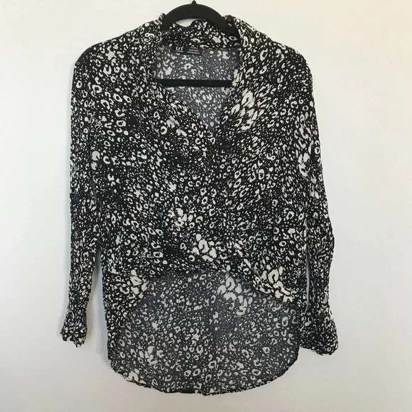 Zara | Tops | Trf Zara Collection Cheetah Print Black White Top | Poshmark
